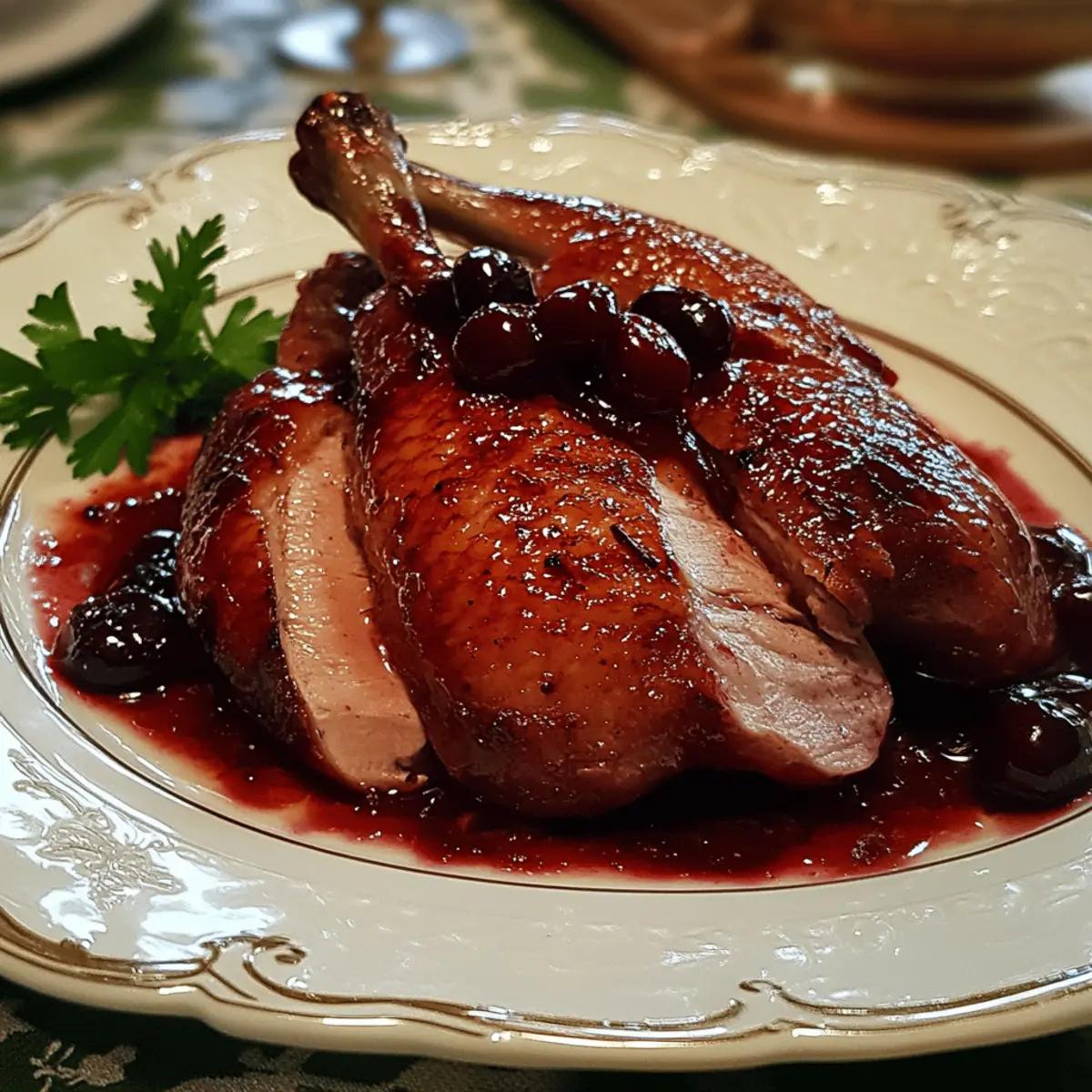 Ultimate Delicious Crispy Roasted Whole Duck with Cherry Sauce