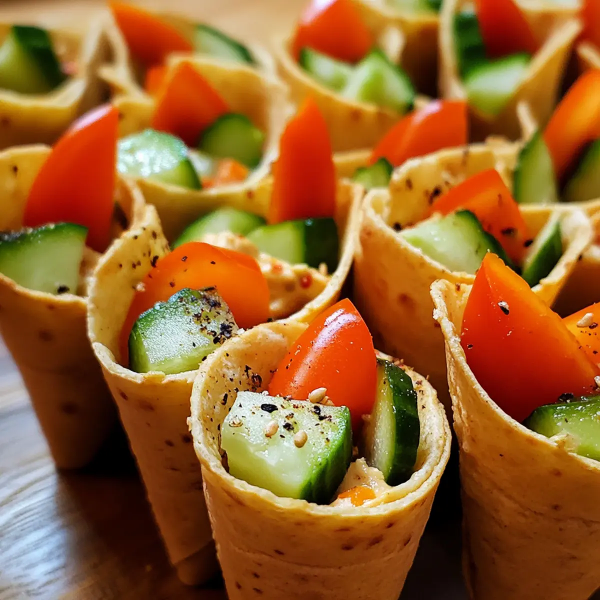 Irresistible Crispy Mini Veggie & Hummus Cones – Guilt-Free Snack