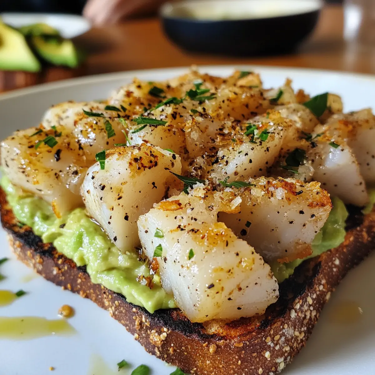 Ultimate Tasty Flaky Grilled Sea Bass Flakes on Avocado Toast