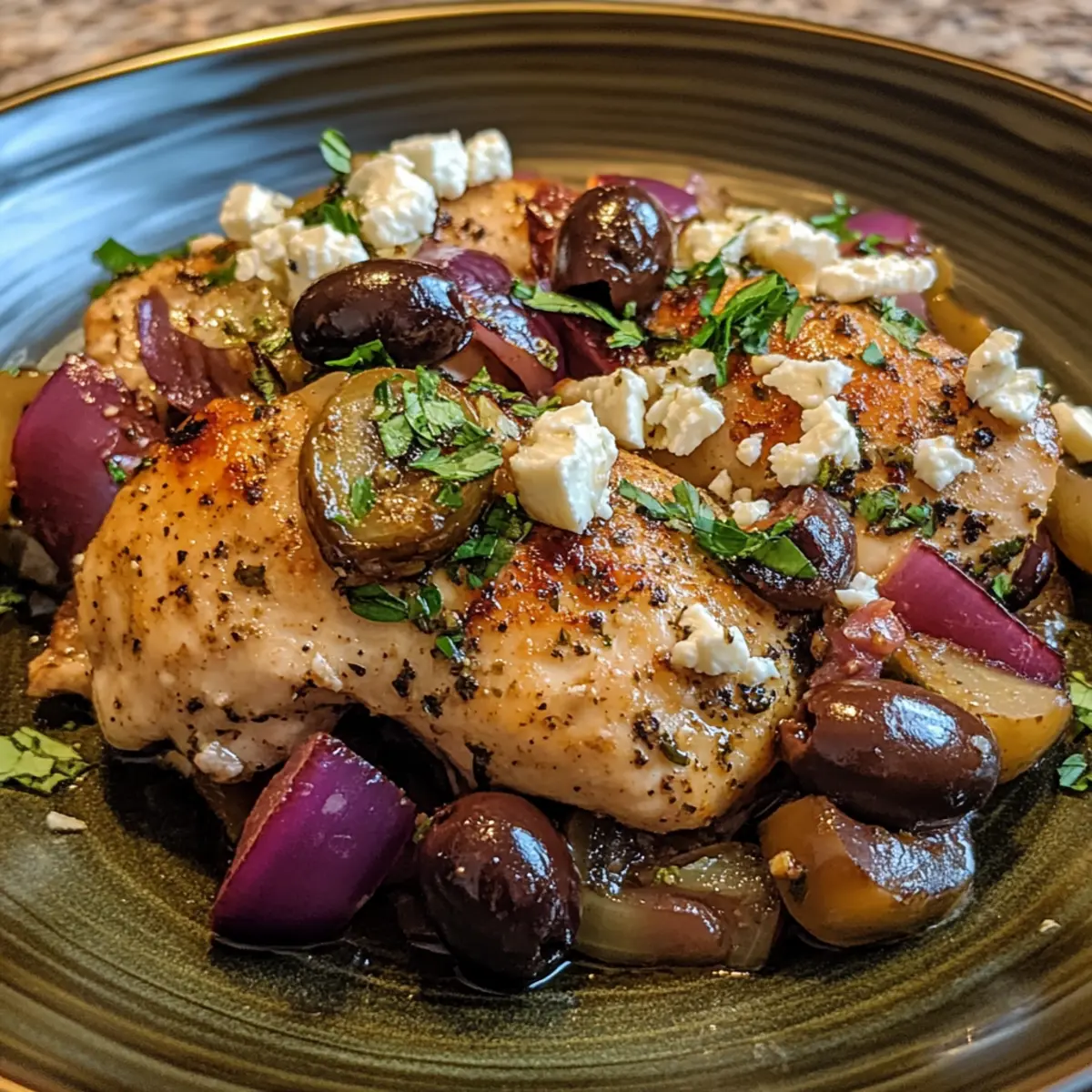 Mediterranean Chicken with Olives, Feta, and Red Onion recipe