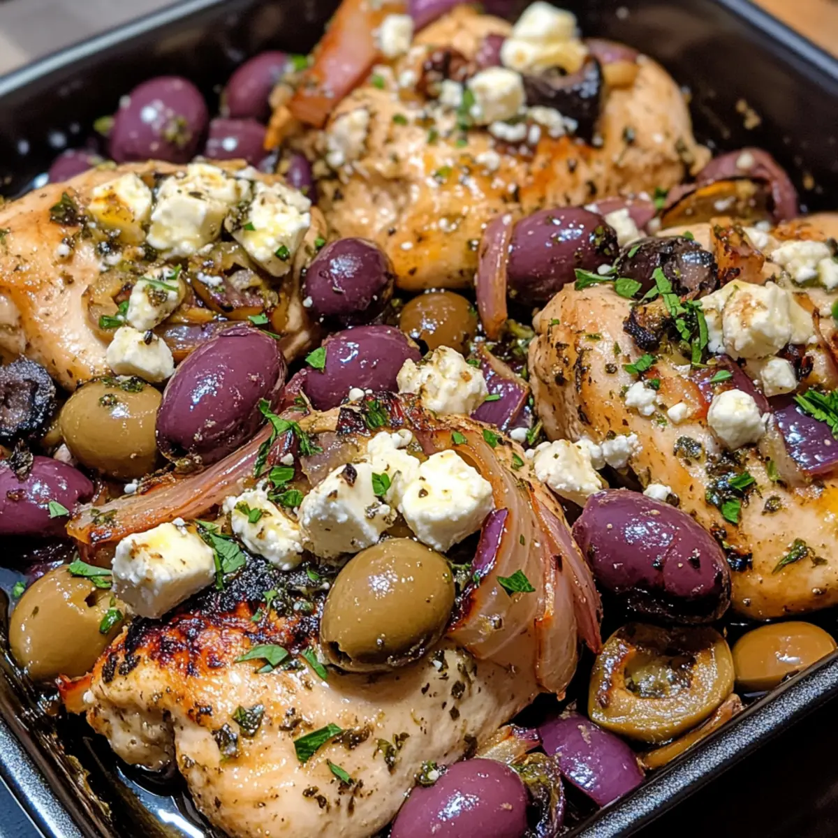 Mediterranean Chicken with Olives, Feta, and Red Onion recipe